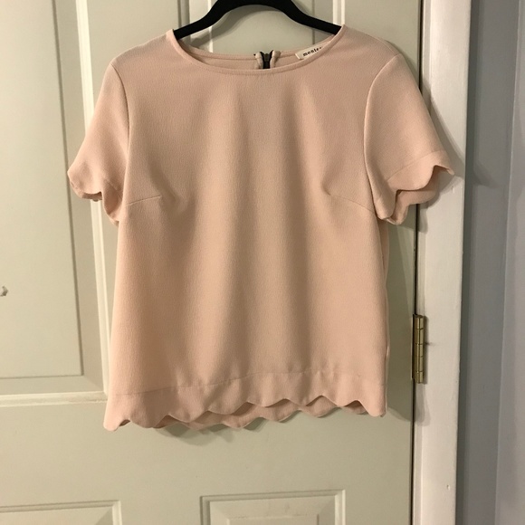 Monteau | Tops | Monteau Blush Pink Scallop Top | Poshmark
